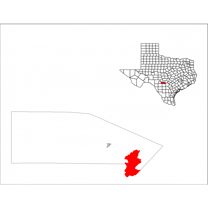 Flag: Map of Bandera County Texas highlighting the city of Lakehills ...